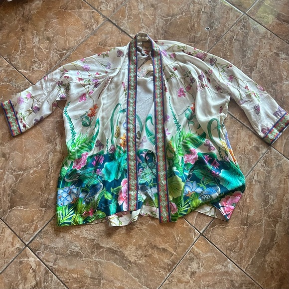 Johnny Was | Other | Johnny Was Multicolor Floral Silk Kimono | Poshmark